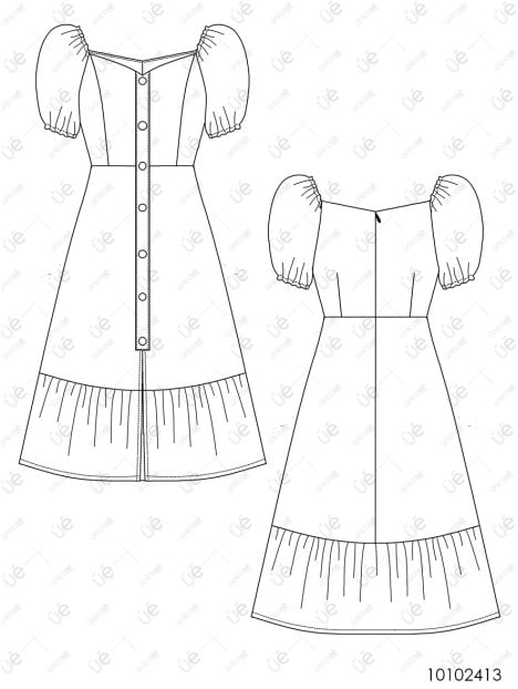 Molde vestido midi mujer 2413 | Digital (PDF, AI, DXF) e impreso