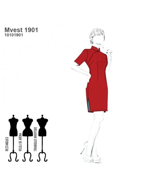Molde Vestido Quipao Mujer 1901 | Patrón de Costura