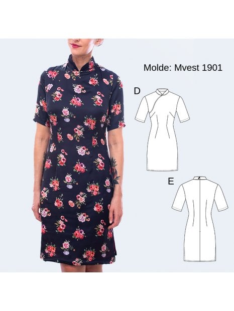 Molde Vestido Quipao Mujer 1901 | Patrón de Costura